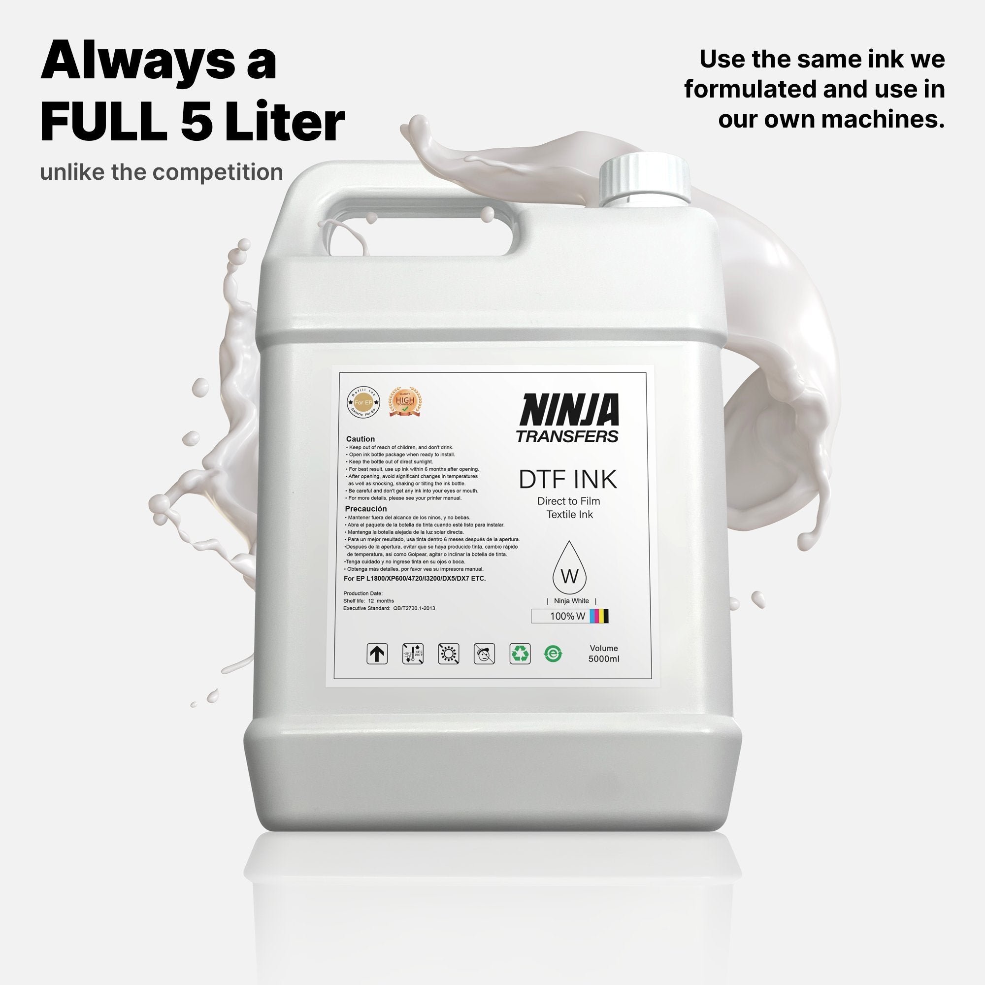 Premium White DTF Ink | Direct to Film Printer Ink | Ninja Transfers